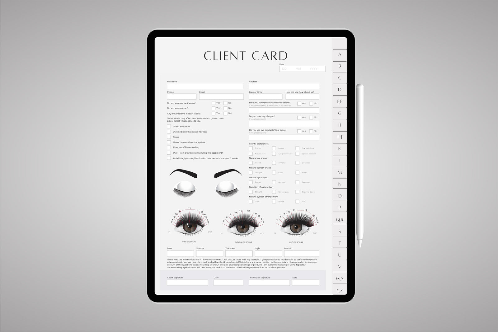 Digital Client Record Notebook │ RM Lash Academy