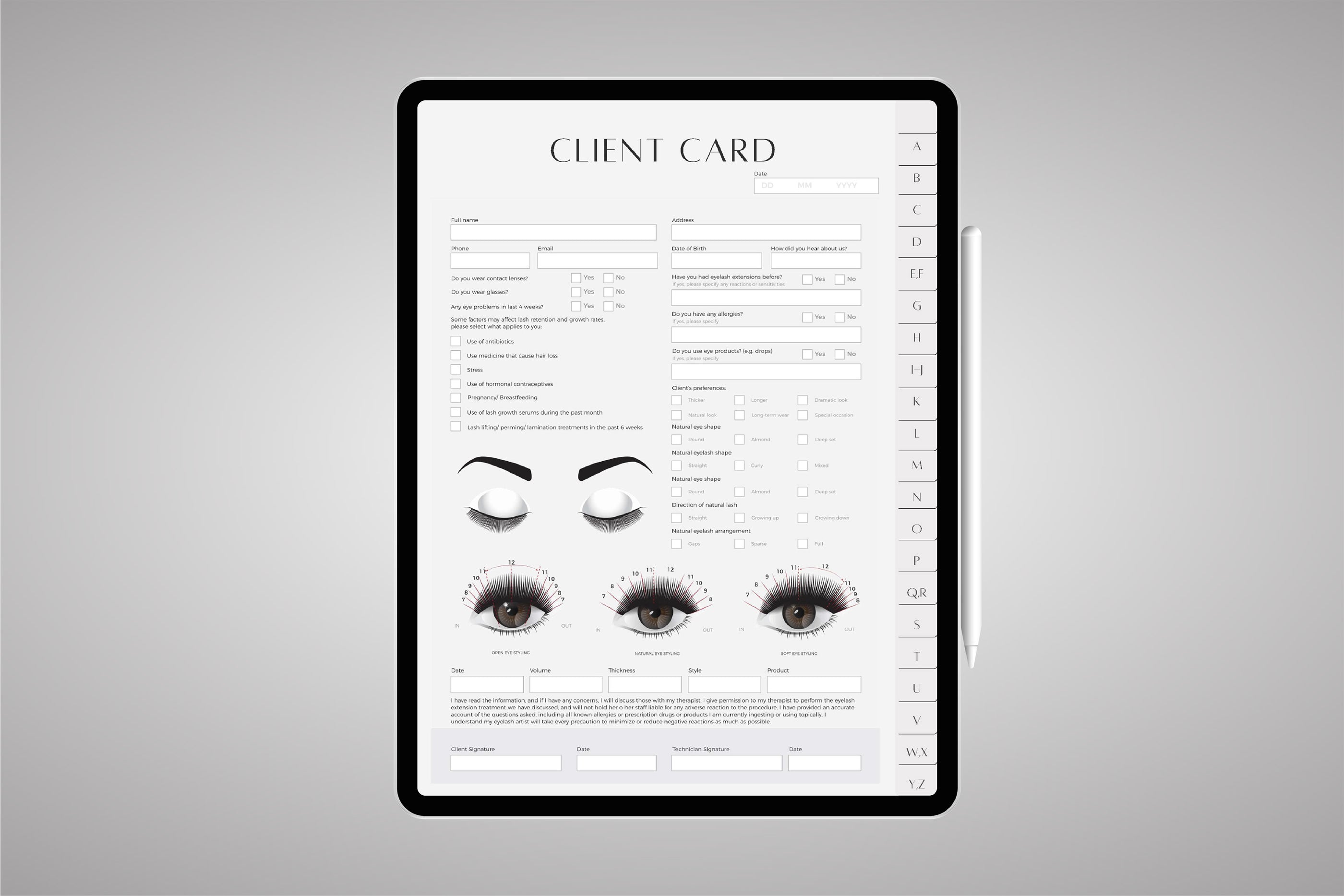 Digital Client Record Notebook │ RM Lash Academy